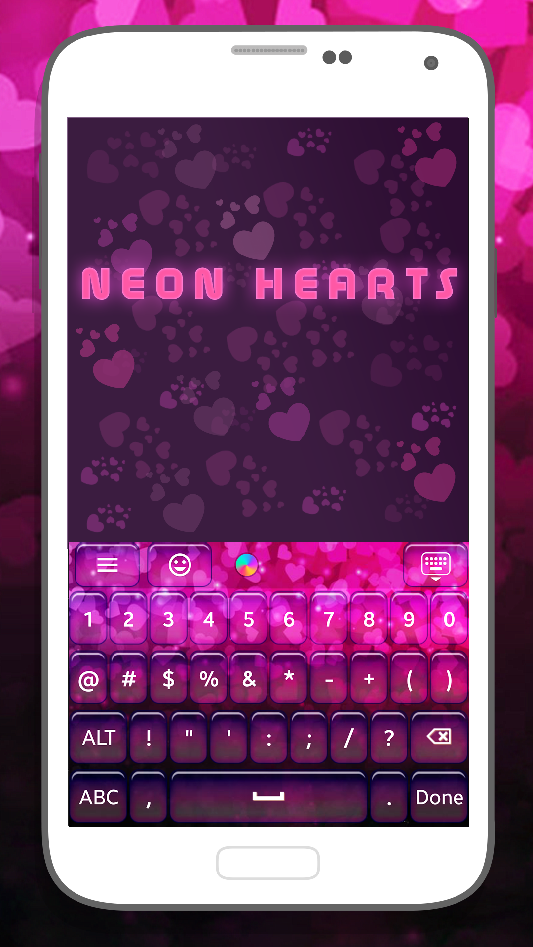 Neon Hearts For Emoji Keyboard