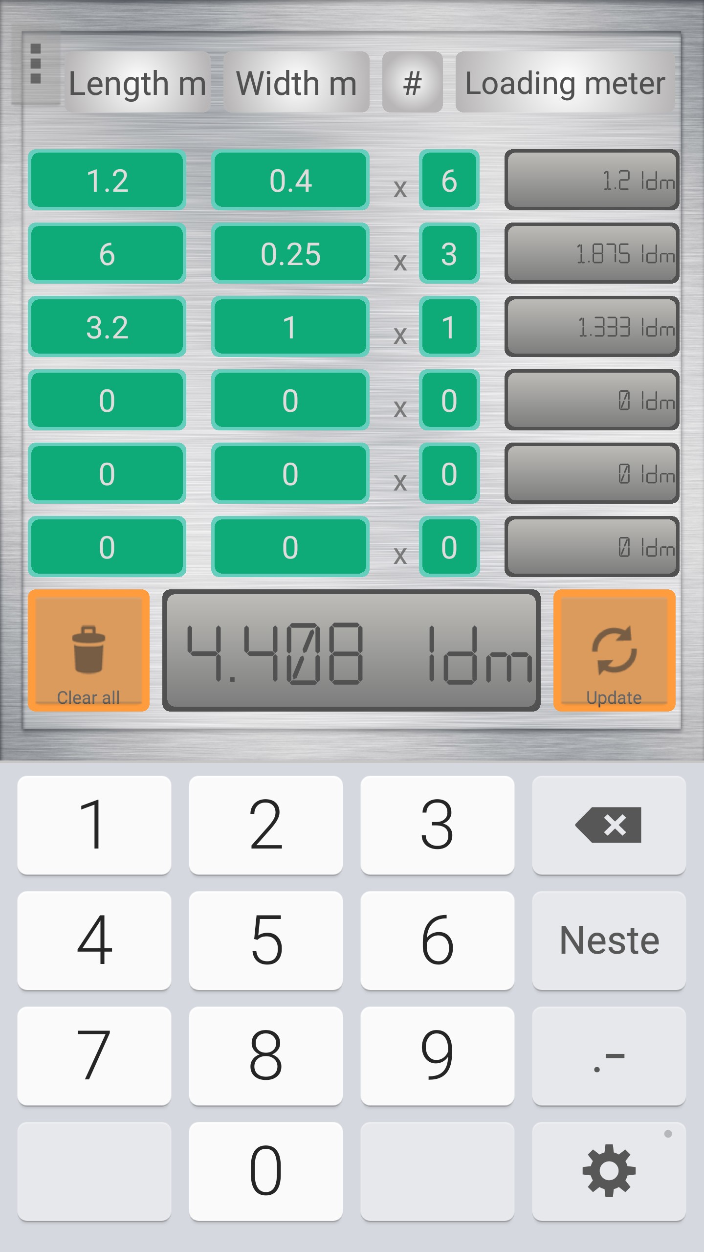 Loading Meter Calculator Loading Meter Calculator