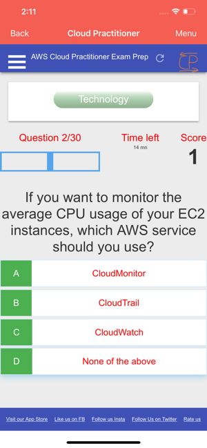AWS Certified Cloud Practitioner Prep Quiz