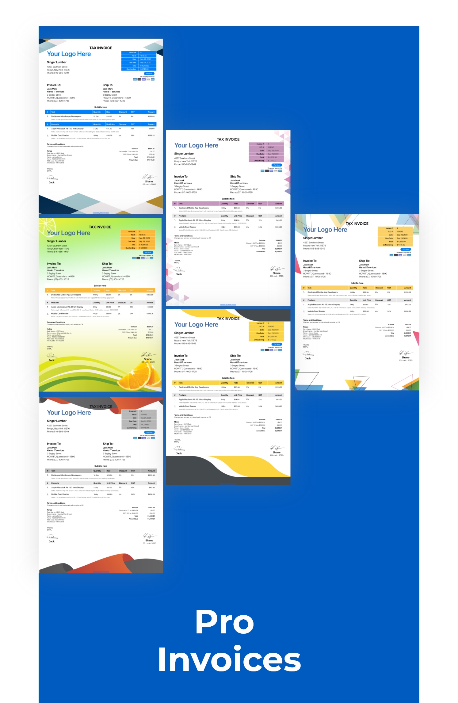 Moon invoice and Receipt Maker App
